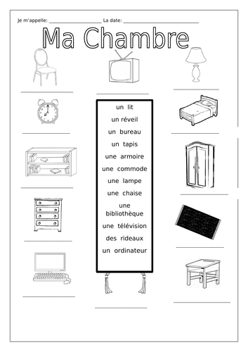 FRENCH - My Bedroom - Ma Chambre - Worksheets | Teaching Resources