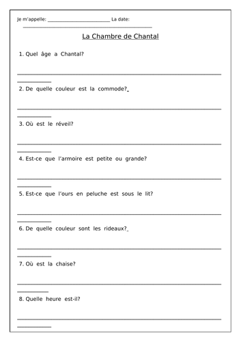 FRENCH - In My Bedroom - Dans Ma Chambre | Teaching Resources