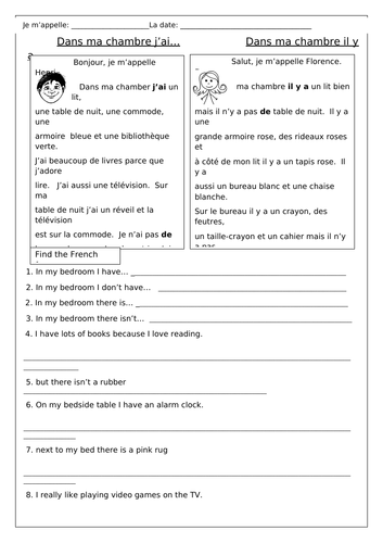 FRENCH - In My Bedroom - Dans Ma Chambre | Teaching Resources