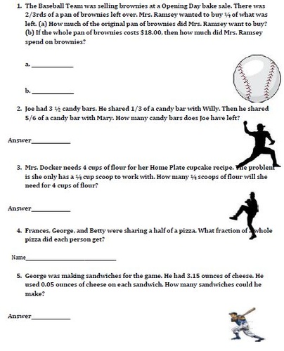 Fractions, Decimals, Percents Baseball | Teaching Resources