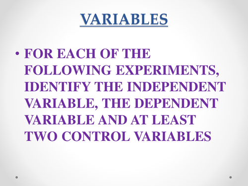 Assessment powerpoint for Identification of Variables. | Teaching Resources