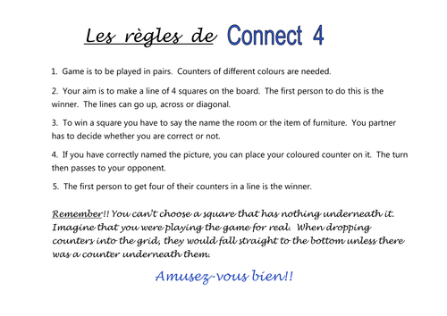 FRENCH - La Maison - Connect 4 | Teaching Resources
