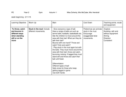 PE Planning Year 2 Games and Gymnastics | Teaching Resources