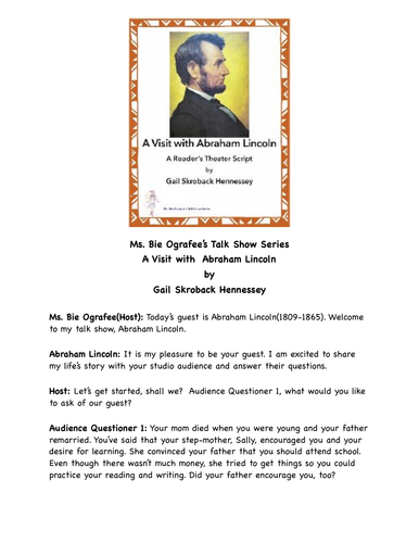 Abraham Lincoln(A Reader's Theater Script) | Teaching Resources