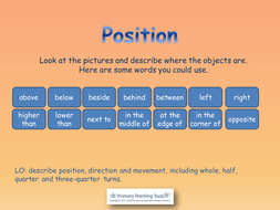 Y1 Maths Geometry - position and direction | Teaching Resources