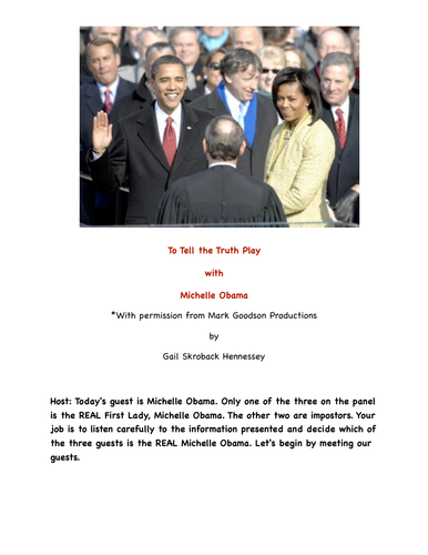 Michelle Obama: A Reader's Theater Script | Teaching Resources
