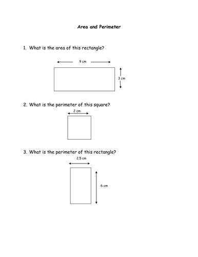 Area and Perimeter - squares and rectangles | Teaching Resources