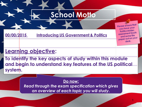 US Government & Politics Introduction: Unit of Work | Teaching Resources