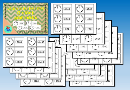 Time - tell the time dominoes - o'clock | Teaching Resources