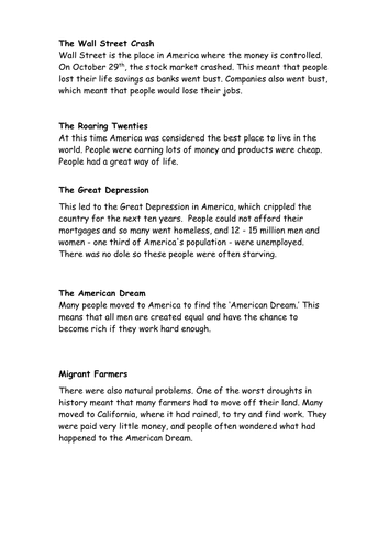 Of Mice and Men - Context: The American Dream and The Great Depression ...