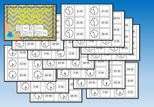 Time - Tell the time dominoes - half past | Teaching Resources