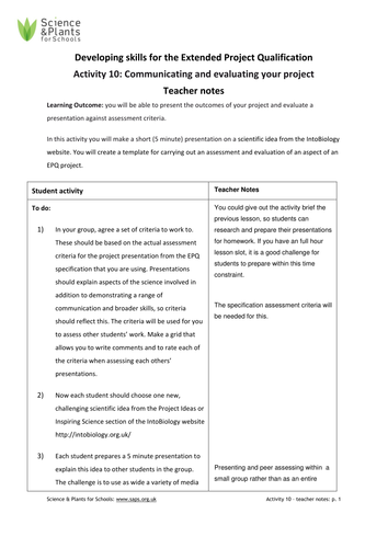 Developing skills for the Extended Project Qualification and other ...