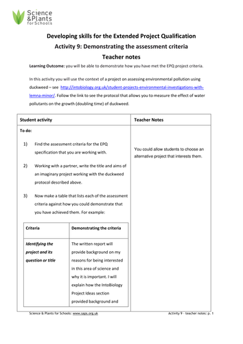 Developing skills for the Extended Project Qualification and other ...