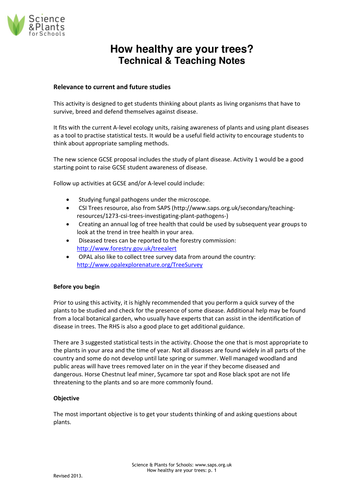 How healthy are your trees? | Teaching Resources