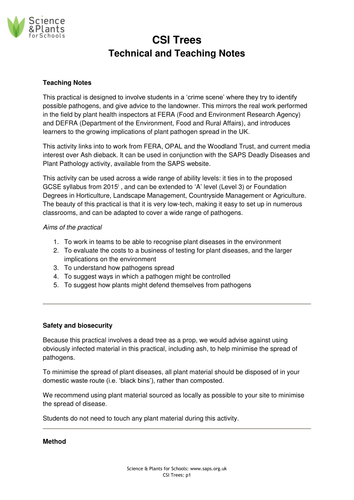 CSI Trees - investigating plant pathogens | Teaching Resources