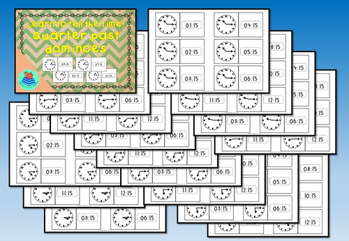 Time - Tell the time dominoes - quarter past | Teaching Resources