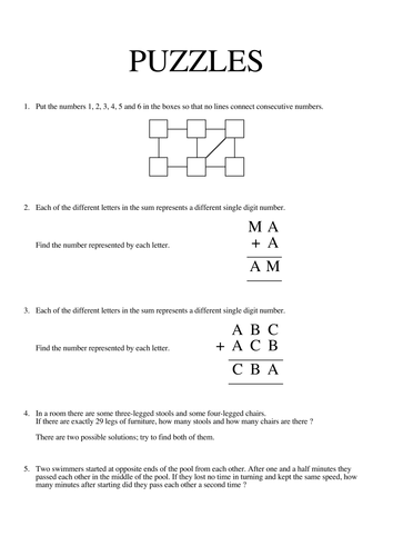 Puzzles | Teaching Resources