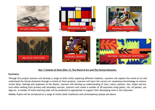 Sow Year 7 Formal Elements Teaching Resources