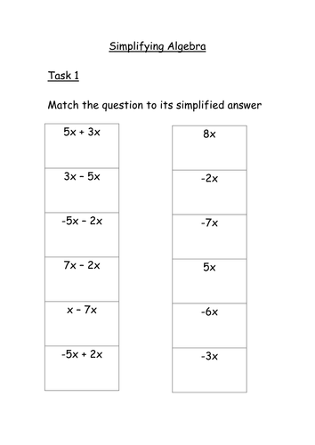 Simplifying Algebra Matching Activities | Teaching Resources