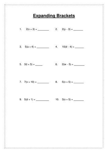Expanding Brackets Worksheets | Teaching Resources