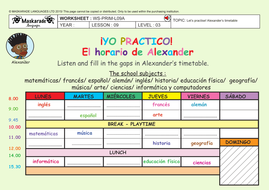 SPANISH-AT-SCHOOL-Y5-Y6: My school timetable/ My school subjects/ My ...