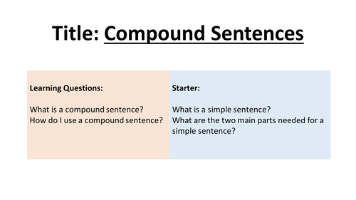 Compound Sentences | Teaching Resources