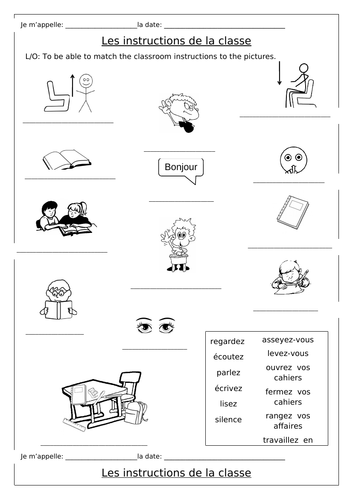 FRENCH - Classroom Instructions - Les Instructions de la Classe ...