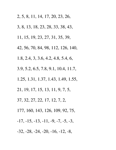 Sequences Selection | Teaching Resources