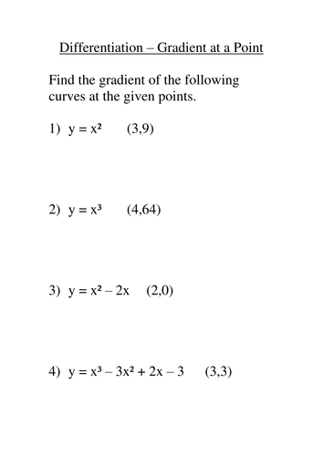 Differentiation Worksheets - CORE 1 Level | Teaching Resources