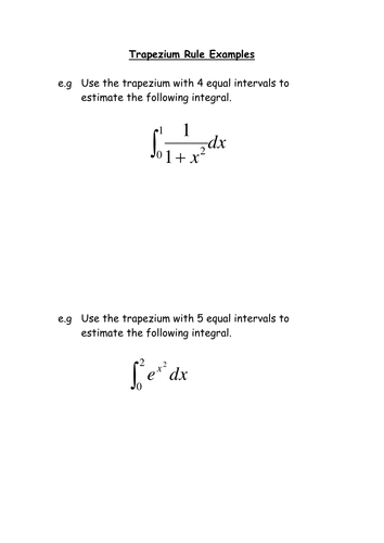 Integration and Trapezium Rule CORE 2 selection | Teaching Resources Integration and Trapezium Rule CORE 2 selection | Teaching Resources
