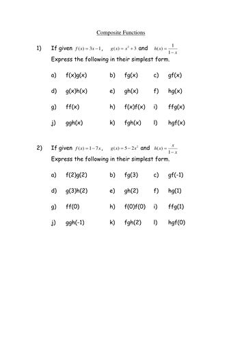 A Level Functions Selection | Teaching Resources