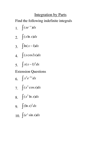 A Level Integration Selection | Teaching Resources