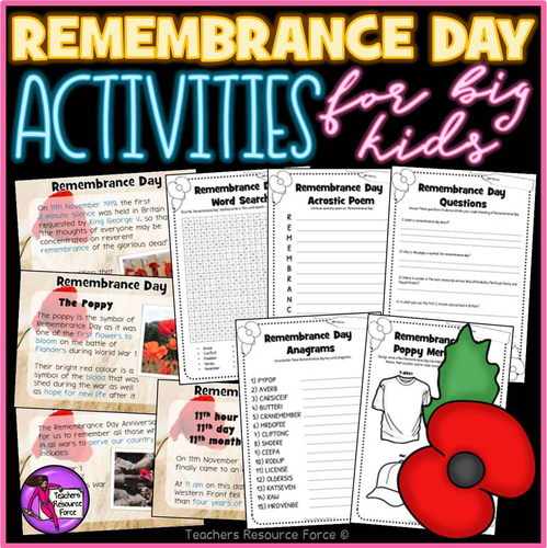 Remembrance Day: Presentation and Activities for teens | Teaching Resources