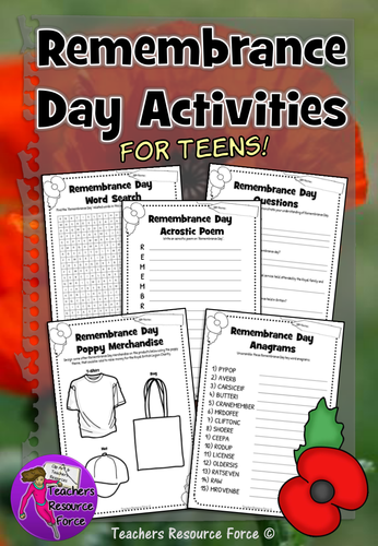 Remembrance Day: Presentation and Activities for teens | Teaching Resources