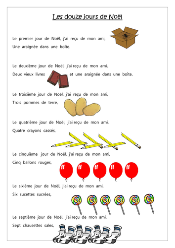 FRENCH - CHRISTMAS - Les Douze Jours de Noël - with a difference ...