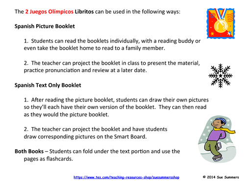 Spanish Winter Olympics - Juegos Olimpicos 2 Emergent Readers ...