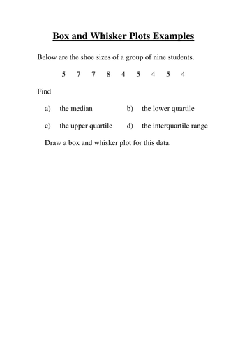 Box and Whisker Plot Selection | Teaching Resources