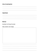 Science Investigation Planning Template Sheets | Teaching Resources