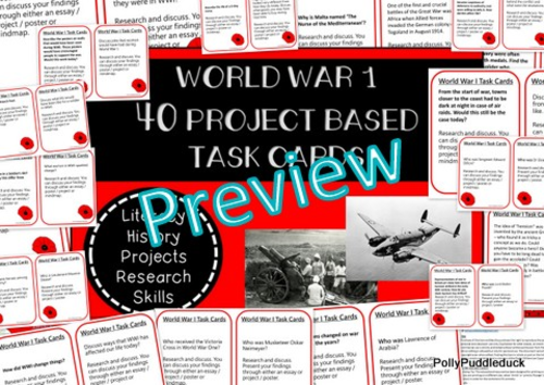 World War I Research and Project Based Task Cards | Teaching Resources