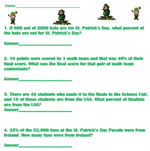 St. Patrick's Day-Percents, Decimals, Fractions | Teaching Resources