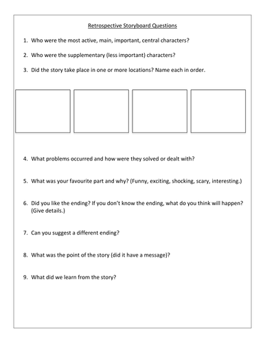 Retrospective Storyboard Questions- Alan Peat | Teaching Resources