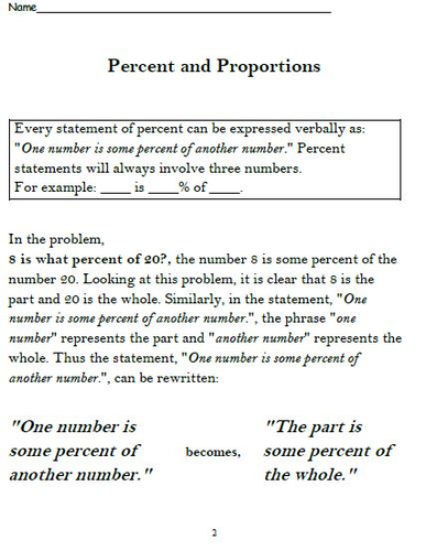 Percent and Proportion | Teaching Resources