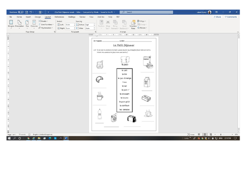 FRENCH - Breakfast - Le Petit Déjeuner - Worksheets | Teaching Resources