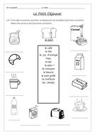FRENCH - Breakfast - Le Petit Déjeuner - Worksheets | Teaching Resources