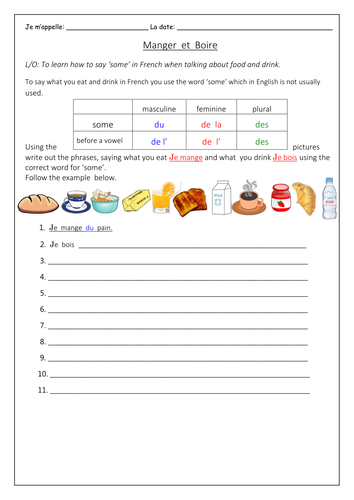 FRENCH - Breakfast - Le Petit Déjeuner - Worksheets | Teaching Resources