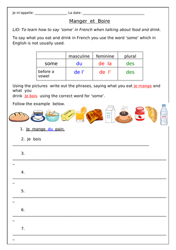 FRENCH - Breakfast - Le Petit Déjeuner - Worksheets | Teaching Resources