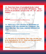 Presidents Day Percent Worksheets | Teaching Resources