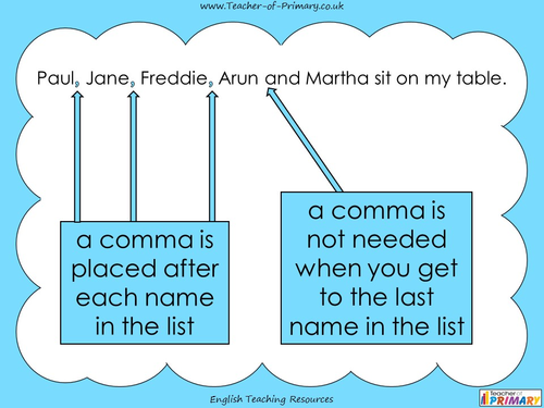 Commas for Lists | Teaching Resources
