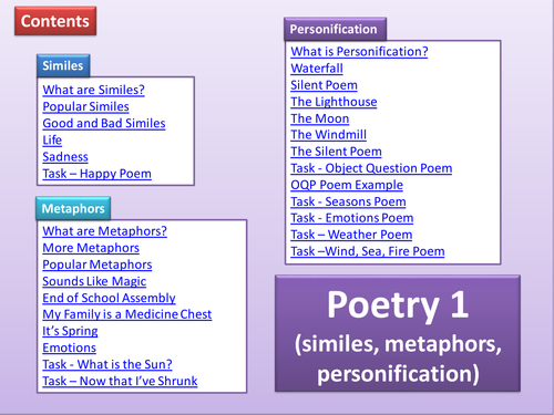 Similes, Metaphors, Personification Poetry | Teaching Resources