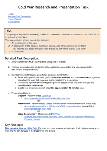 Cold War Overview (Poster) and Unit Research Inquiry and Presentation ...